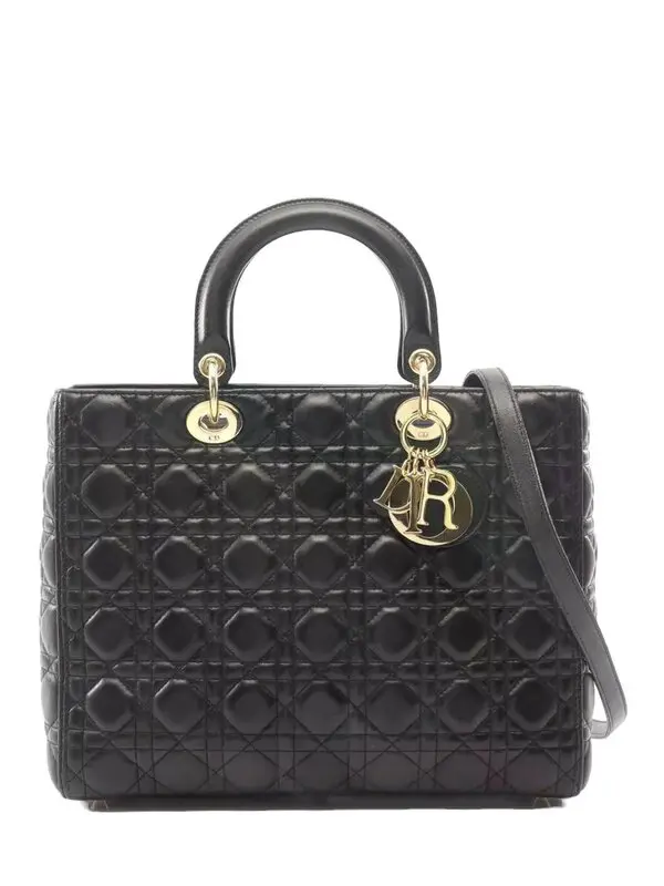 Dior Lambskin Cannage Lady Satchel - Black