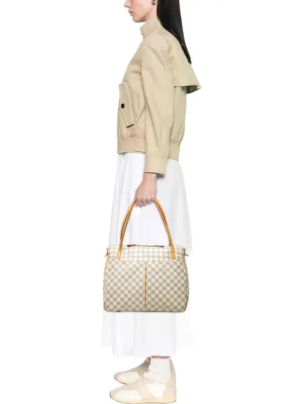 LOUIS VUITTON Damier Azur Figheri Gm Shoulder Bag - White