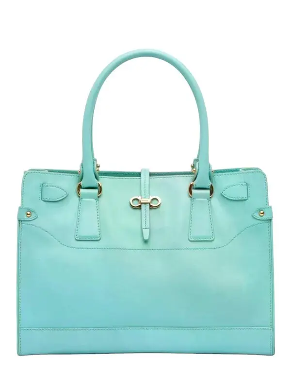 FERRAGAMO Calfskin Briana Tote Bag - Blue
