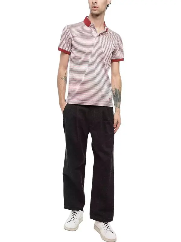 Corneliani Striped Short-sleeve Cotton Polo Shirt - Red