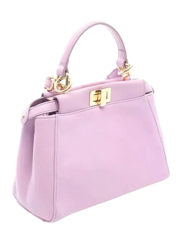 Fendi Mini Leather Peekaboo Iconic Satchel - Pink