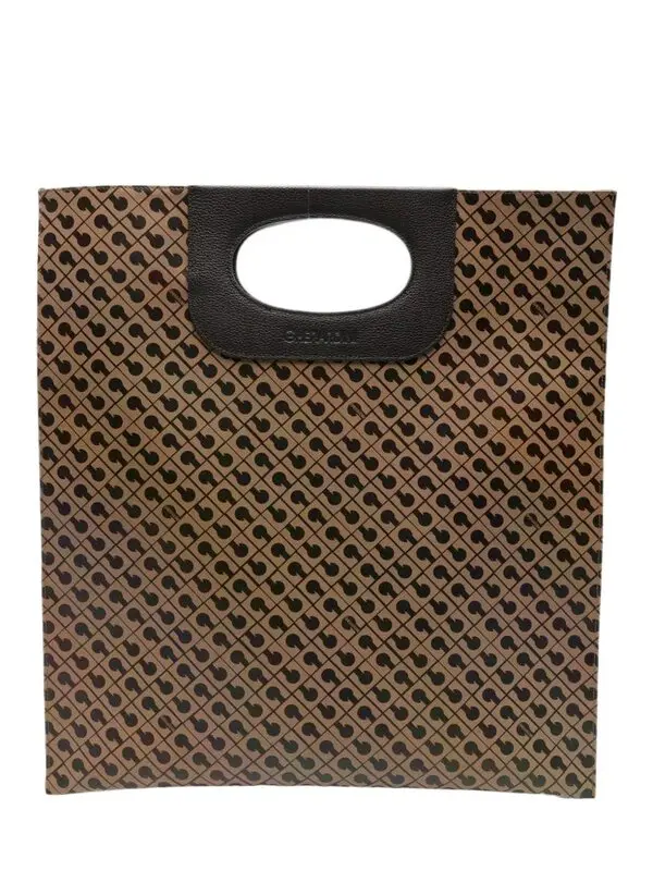 GHERARDINI Logo-print Cut-out Handle Tote Bag - Brown