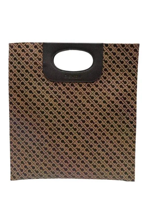 GHERARDINI Logo-print Cut-out Handle Tote Bag - Brown