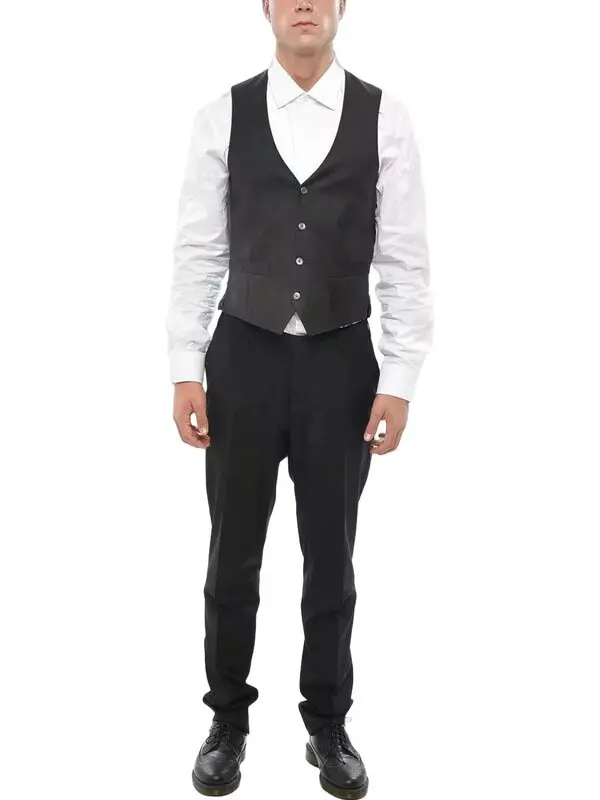 Corneliani Single-breasted Martingale Waistcoat - Black