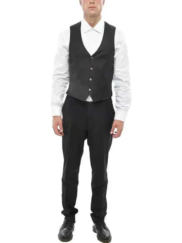 Corneliani Single-breasted Martingale Waistcoat - Black