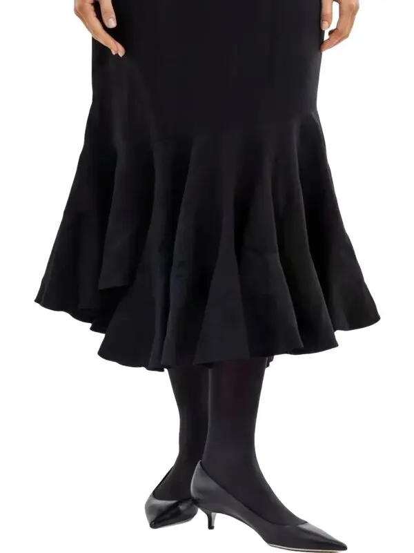 Comme Des Garçons Ruffled Flared Midi Skirt - Black