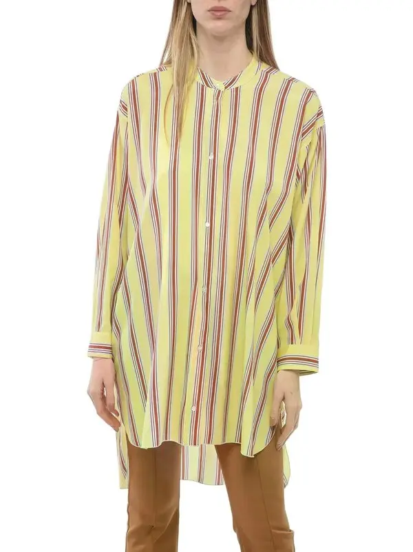 MR.MRS SHIRT Asymmetric Striped Blouse - Yellow