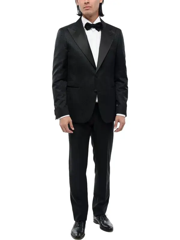 Corneliani Jacquard Satin-lapel Blazer - Black