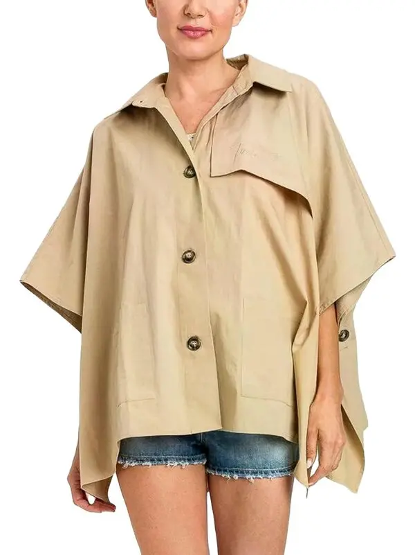 TWINSET Gabardine Poncho - Neutrals