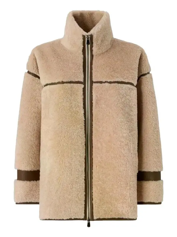 Pinko Faux Shearling Panelled Coat - Neutrals