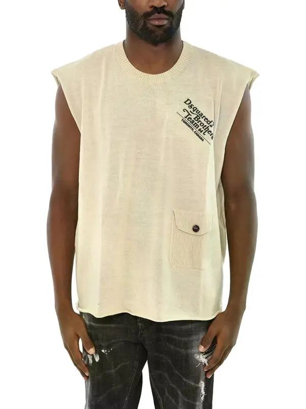 Dsquared2 Sleeveless Logo Print Vest - Neutrals