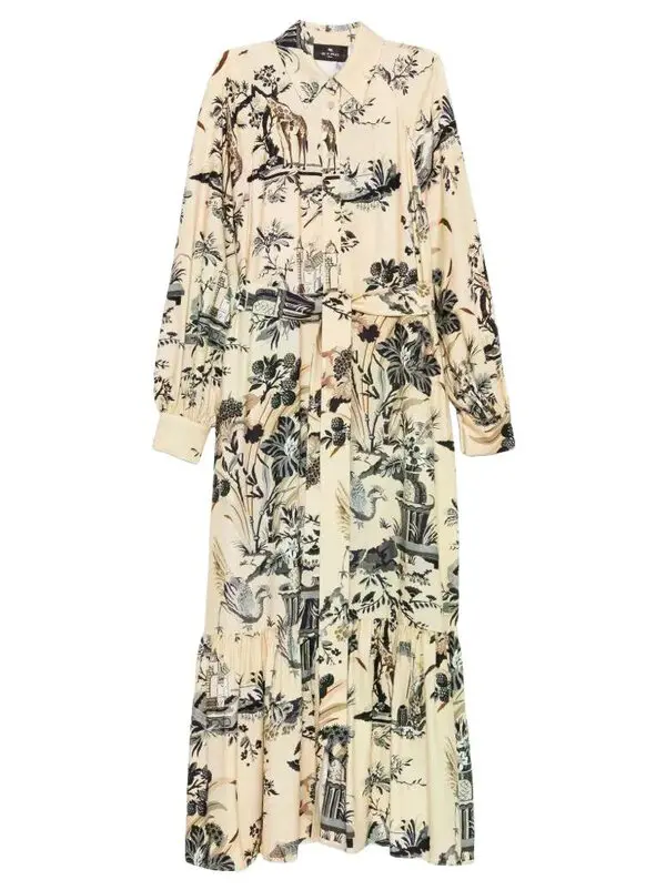 Etro Scenic Print Tiered Maxi Dress - Neutrals