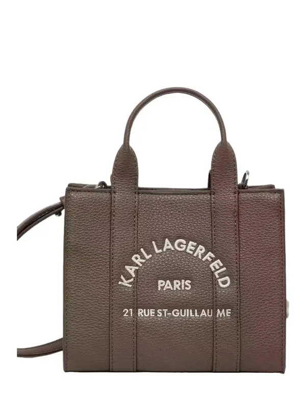 Karl Lagerfeld Logo-embroidered Pebbled Tote Bag - Brown