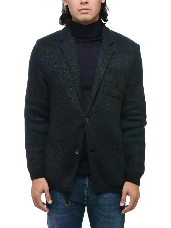 SUN HOUSE Single-breasted Knit Blazer - Blue