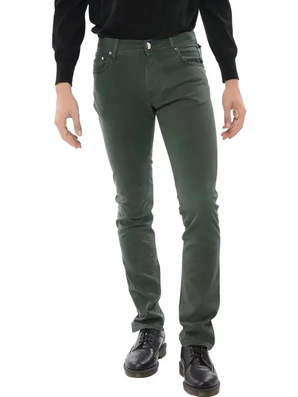 Corneliani Embroidered Five-pocket Jeans - Green