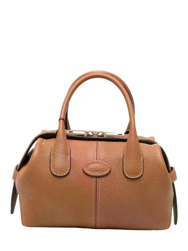 TOD'S Mini Logo-patch Pebbled Tote Bag - Brown