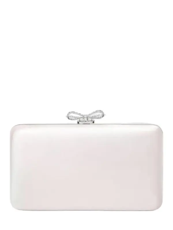 SELF-PORTRAIT Satin Clutch With Embellished Bow Detail - Pink