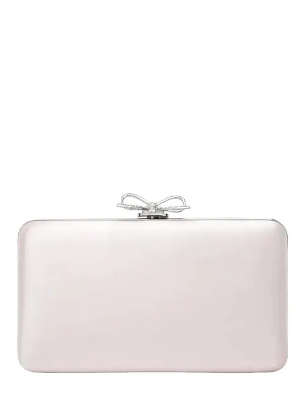 SELF-PORTRAIT Satin Clutch With Embellished Bow Detail - Pink