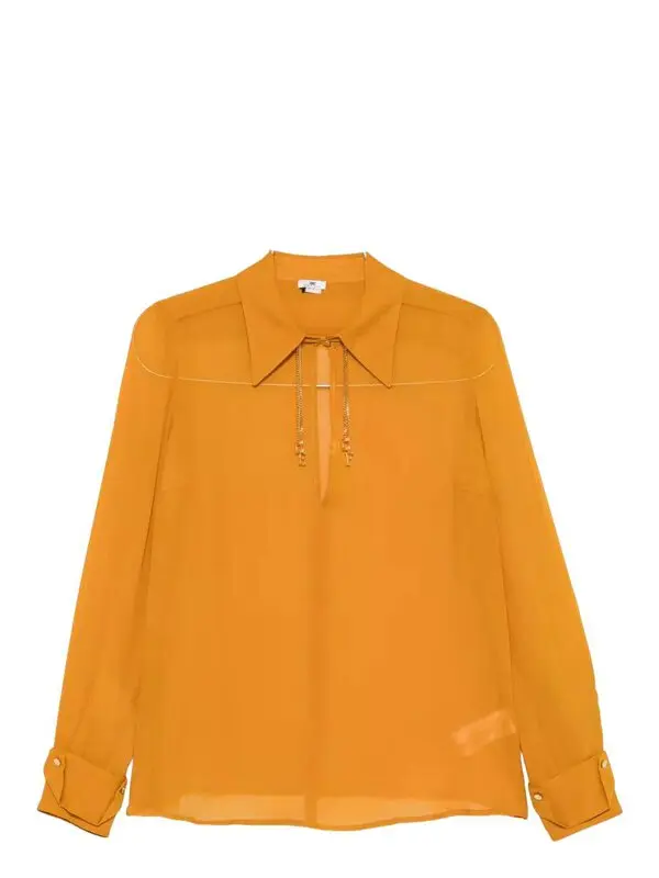 Elisabetta Franchi Charm-embellished Cut-out Blouse - Orange
