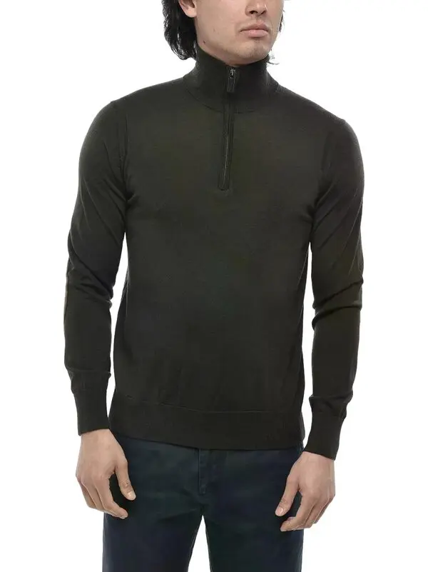 PAOLO PECORA Half-zip Elbow-patchs Polo Shirt - Green