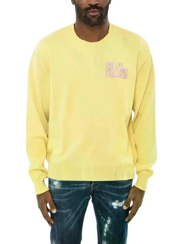 Dsquared2 Logo Embroidered Crew-neck Sweater - Yellow