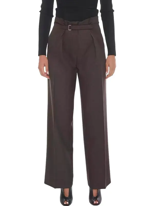 SUPER BLOND Pleated Wide-leg Trousers - Brown