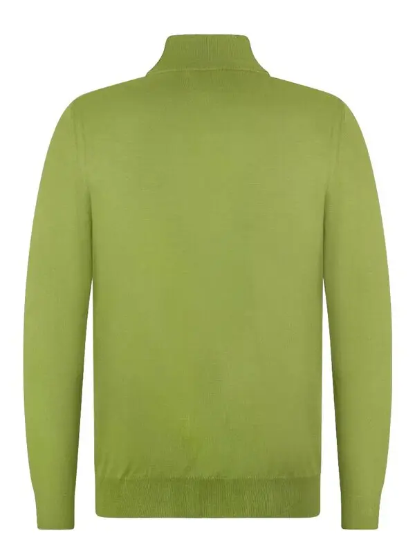 MOORER Zip-up High-neck Cardigan - Green