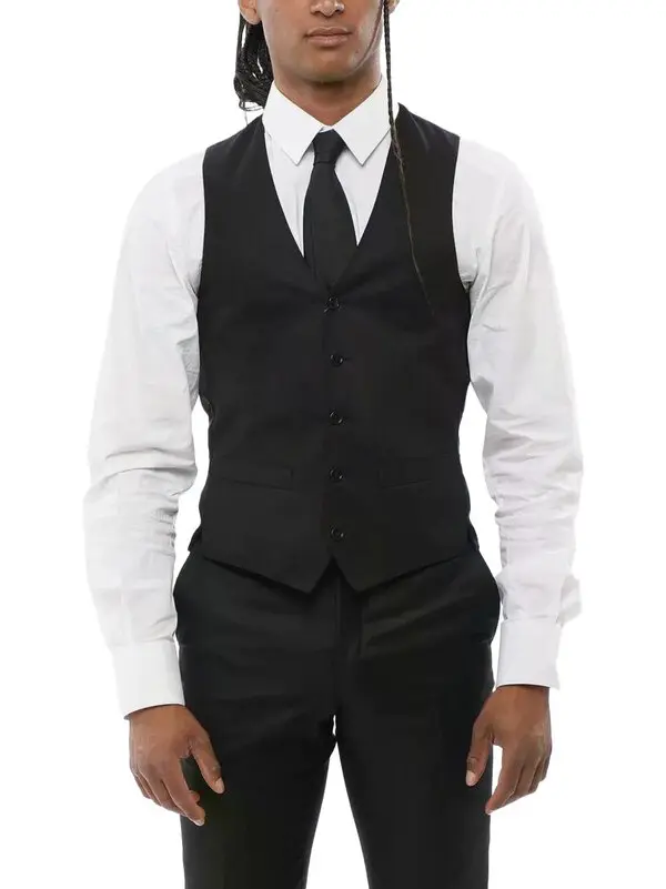 Corneliani Wool V-neck Waistcoat - Black
