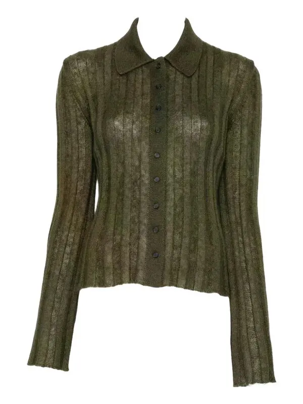 Khaite Ribbed Knit Cardigan - Green