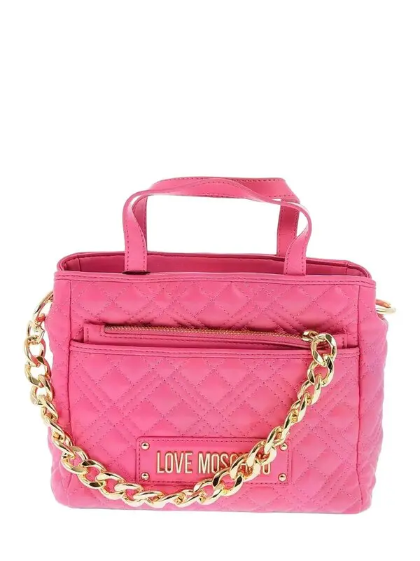 Moschino Quilted Logo-plaque Tote Bag - Pink