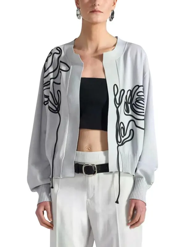 Liviana Conti Embroidered Open-front Cardigan - Grey
