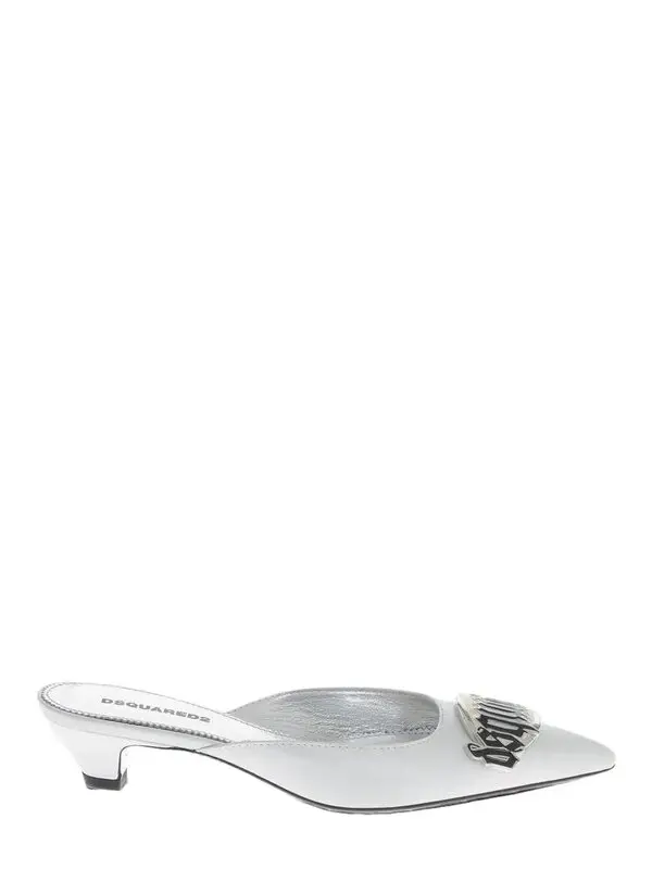 Dsquared2 Logo Plaque Pointed-toe Mules - Silver