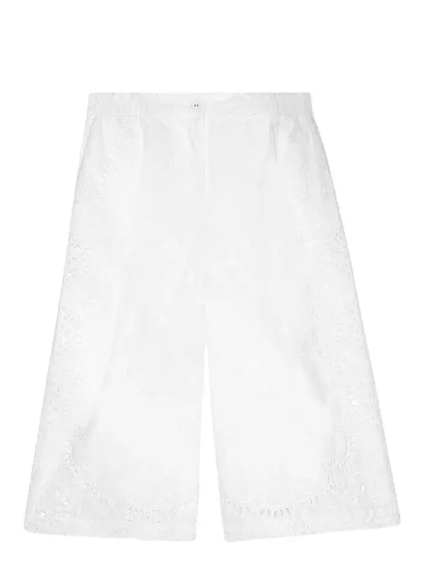 OTTOD'AME Off- Broderie Anglaise Cropped Trousers - White