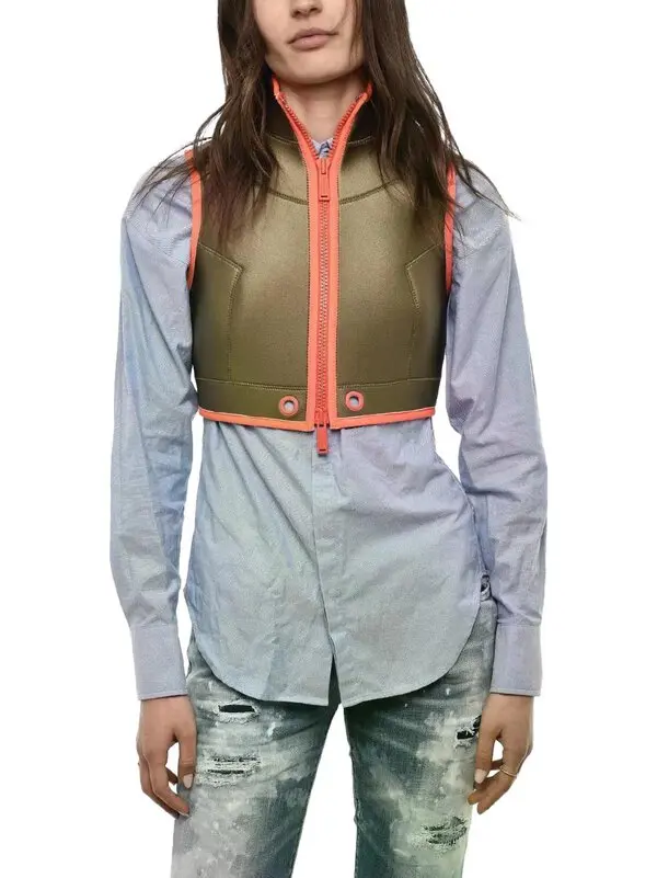 Dsquared2 Cropped Sleeveless Gilet With Contrasting Trims - Green