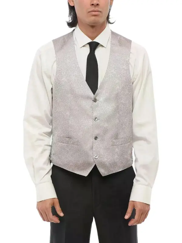 Corneliani Leaf-pattern Silk Waistcoat - Grey