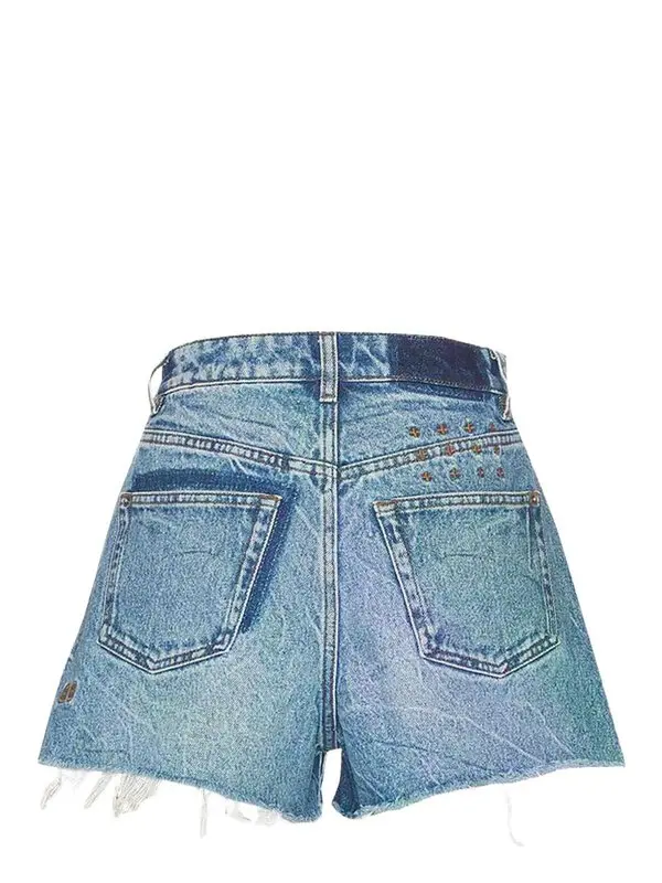 Ksubi Kut Off Frayed Denim Mini Shorts - Blue
