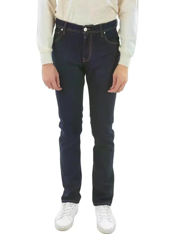 Corneliani Logo Patch Jeans - Blue