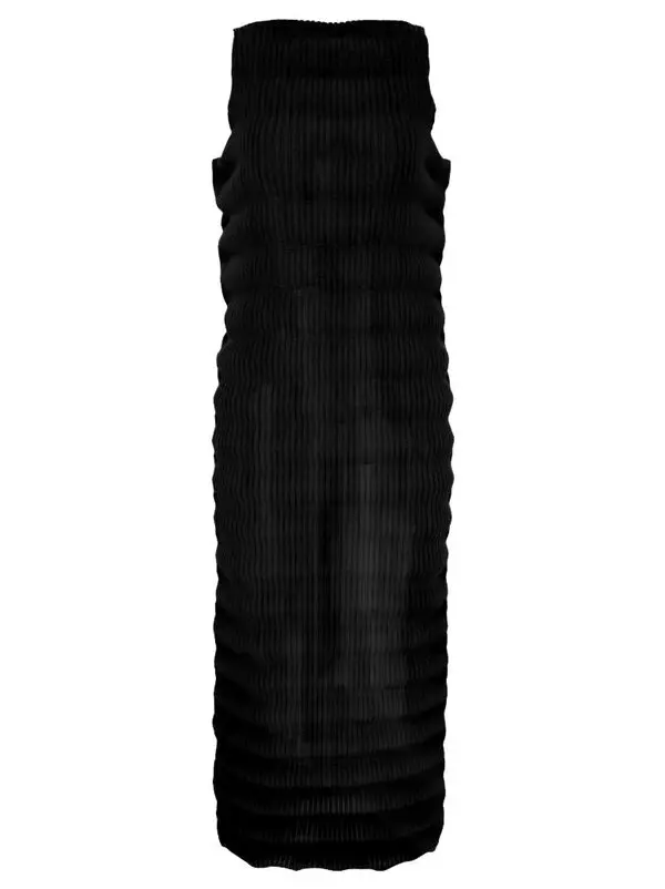 Issey Miyake Pleated Sleeveless Maxi Dress - Black
