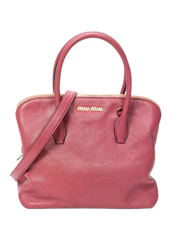 Miu Miu Madras Leather Tote Bag - Pink