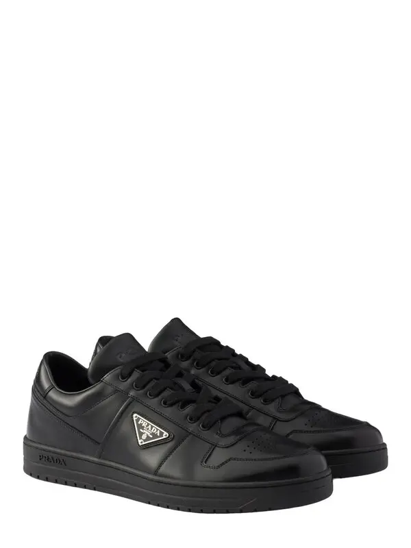 Prada Downtown Leather Lace-up Sneakers - Black