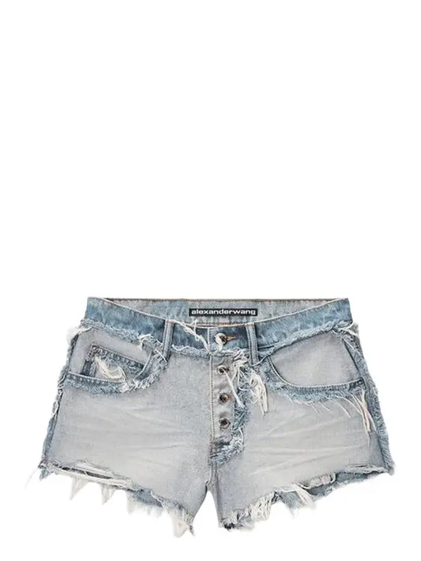 Alexander Wang Inverted Bleach Denim Shorts - Blue