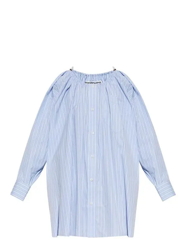 Alexander Wang Bungee Scoop Neck Mini Shirt Dress - Blue