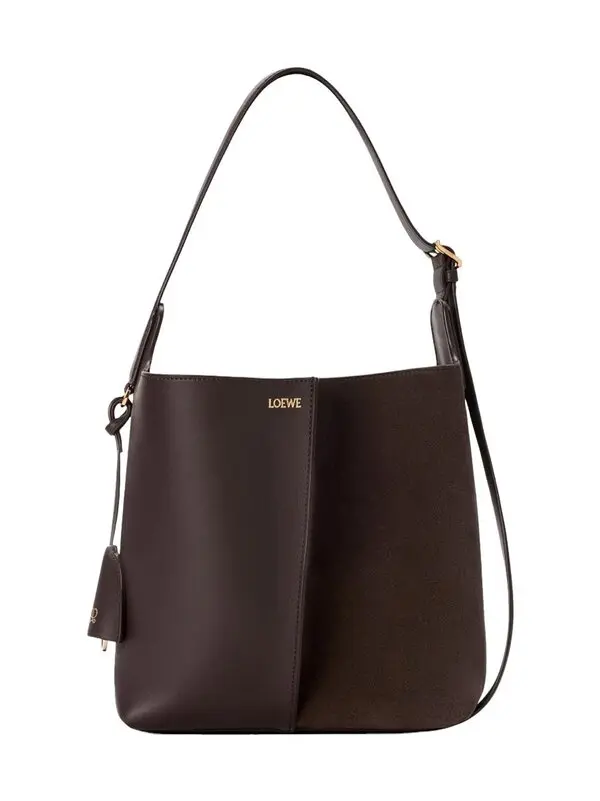 Loewe Medium Calfskin And Suede Bilbao Bucket Bag - Brown