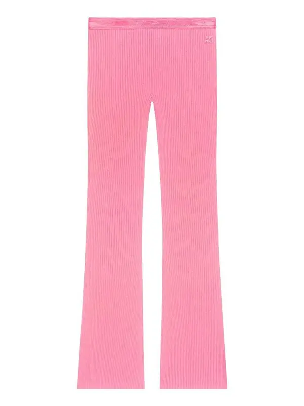 COURRÃ¨GES Courrèges Contrasted Vinyl Rib Knit Flare Pants - Pink