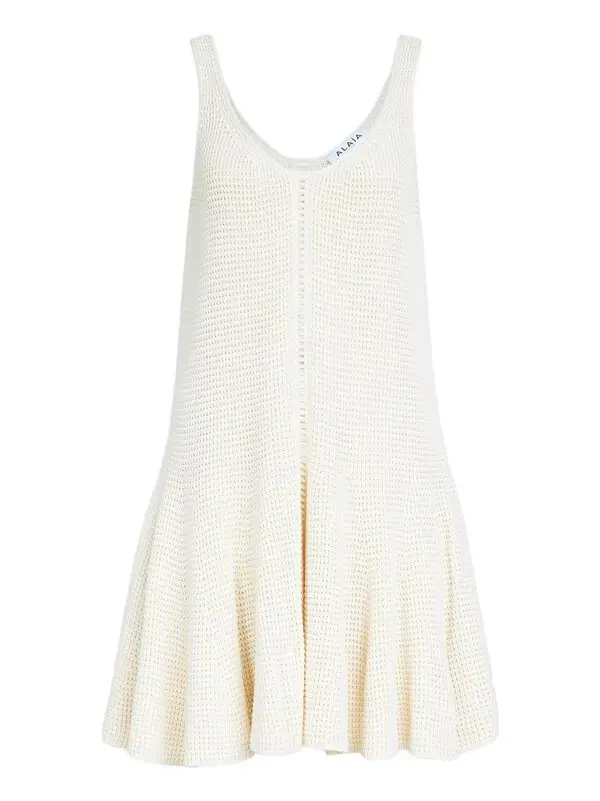 ALAÃA Alaïa Knit Godet Dress - White