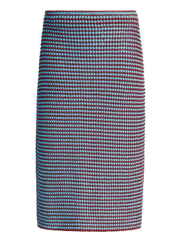 ALAÃA Alaïa Crochet Knit Midi Skirt - Blue
