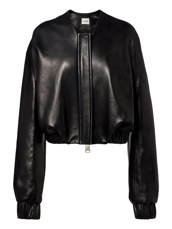 Khaite Cordan Leather Zip-up Bomber Jacket - Black