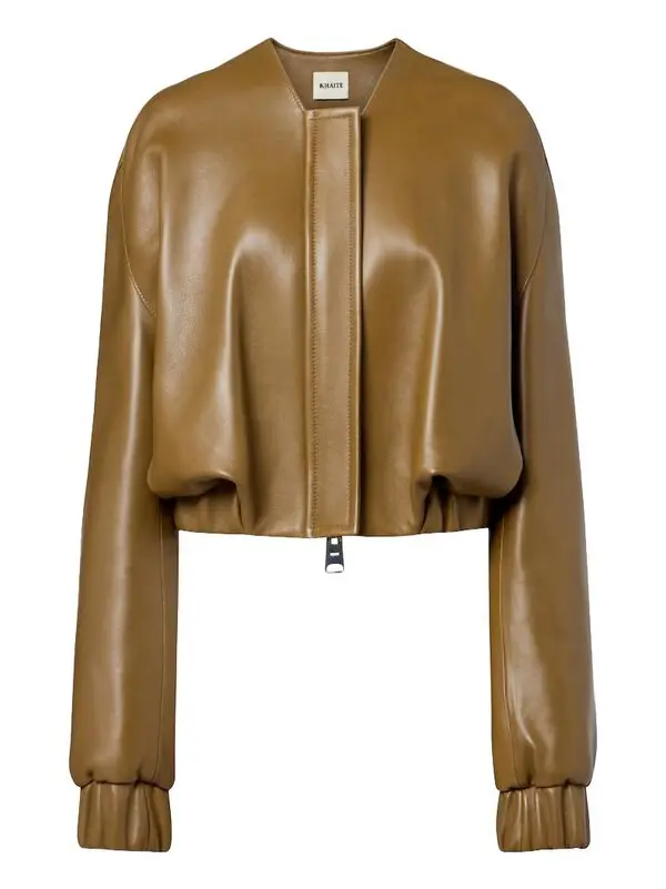 Khaite Cordan Leather Zip-up Bomber Jacket - Green