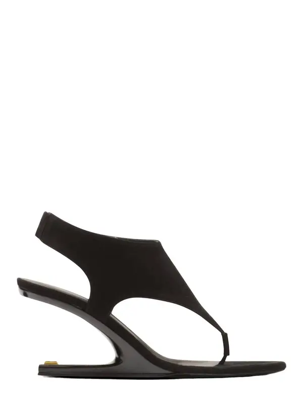 Balmain No Wedge Suede Sandals With Sculptural Heel - Black