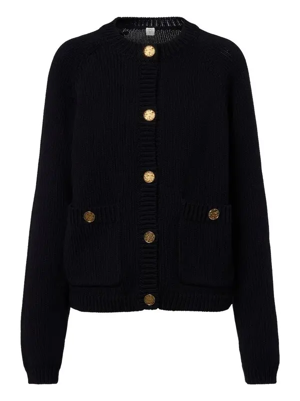TOTEME Cotton Cardigan With Hammered Buttons - Black